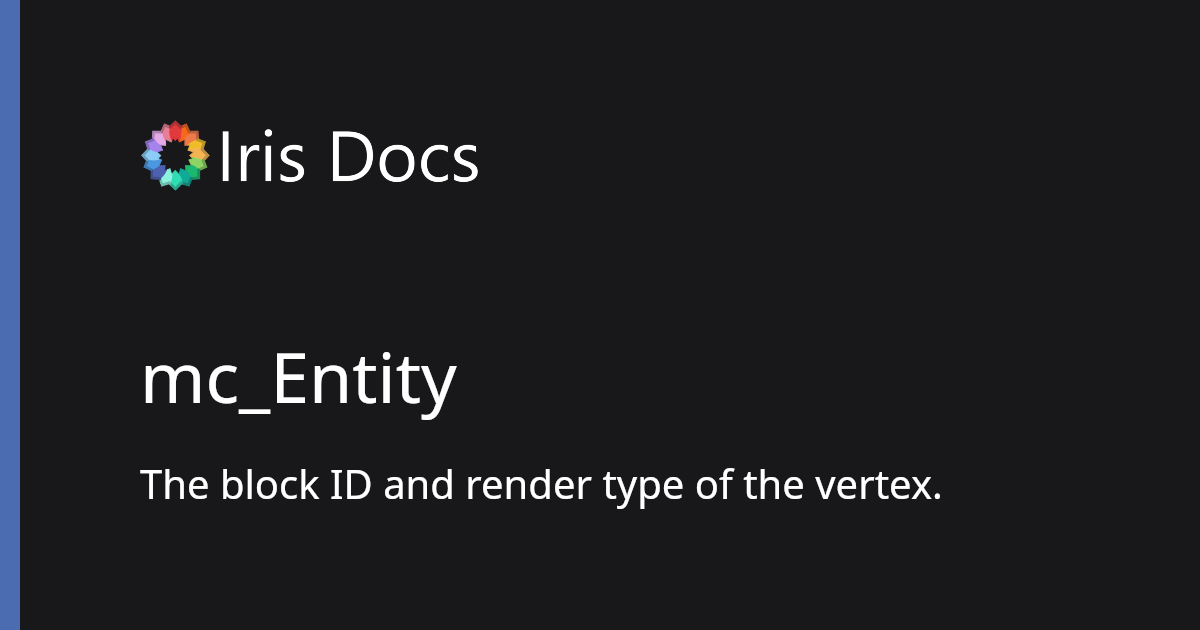 mc_Entity | Iris Docs