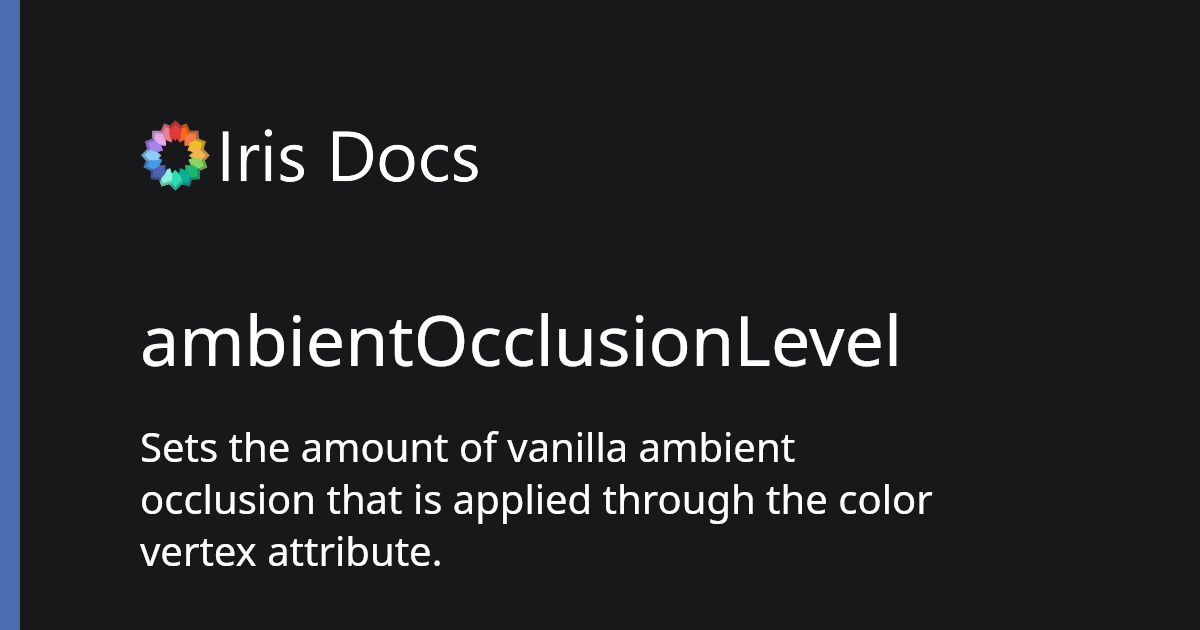 ambientOcclusionLevel | Iris Docs