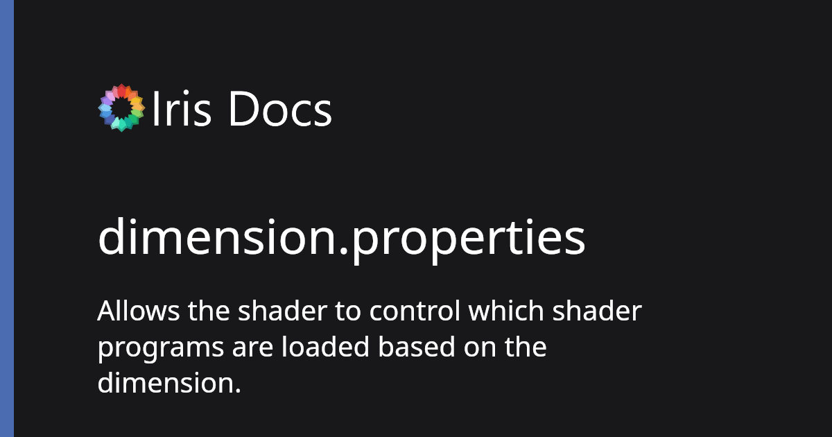 dimension.properties | Iris Docs