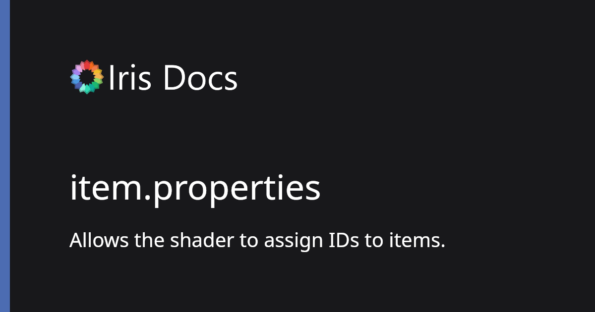 item.properties | Iris Docs