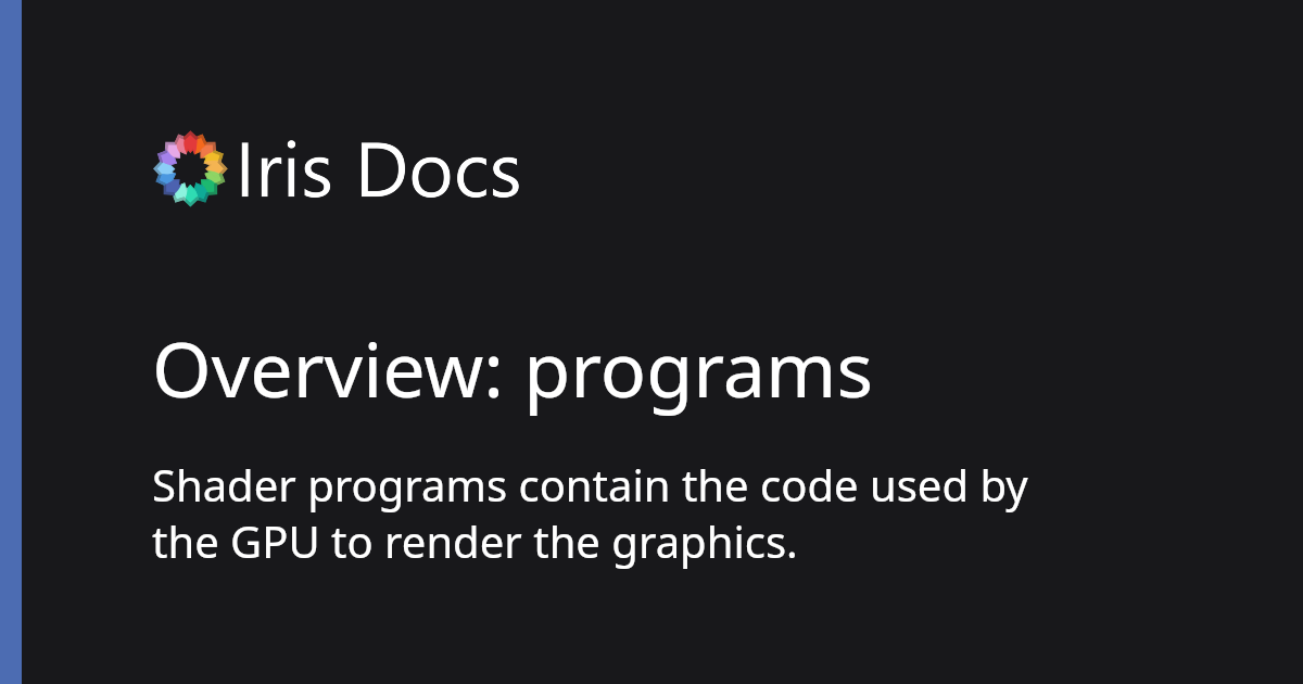 Overview: programs | Iris Docs